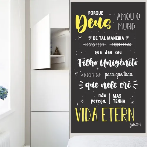 Adesivo Parede Frase Versículo Biblico João 3-16 | Parcelamento sem juros Adesivo Parede Frase Versículo Biblico João 3-16 | Parcelamento sem juros