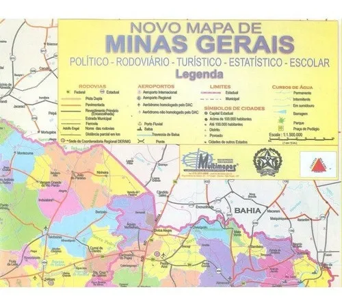 Mapa De Minas Gerais Politico Rodoviário 120 X 90 Cm Atual Mercadolivre