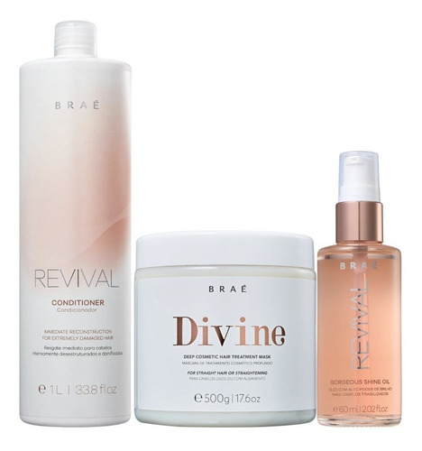 Cond Revival 1l + Máscara Divine 500g+ Oil Revival 60ml Braé | Frete grátis Cond Revival 1l + Máscara Divine 500g+ Oil Revival 60ml Braé | Frete grátis