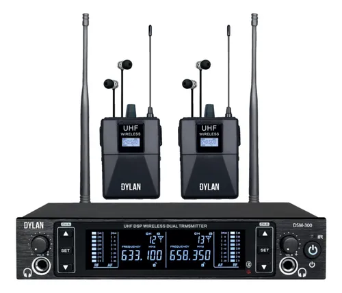 Monitor Sem Fio In Ear Dylan Dsm-300 Duplo Receptor Uhf 100 Cor Preto Monitor Sem Fio In Ear Dylan Dsm-300 Duplo Receptor Uhf 100 Cor Preto