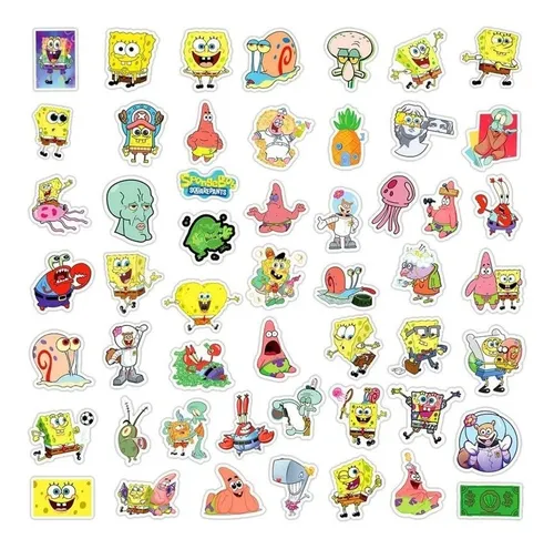 Bob Esponja 100 Calcomanias Stickers Vinil Pvc Vs Agua En Venta En