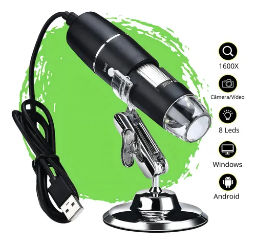 Microscópio Digital Zoom 1600x Lupa Microscópica Portátil Profissional ...