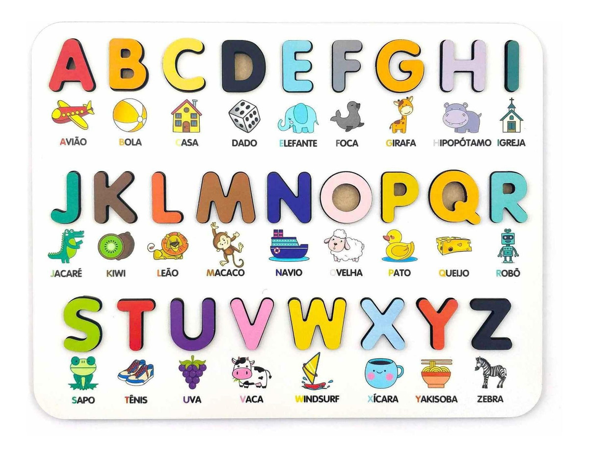 Jogo Educativo Encaixe Alfabeto Ilustrado Pedagógico 3d Parcelamento