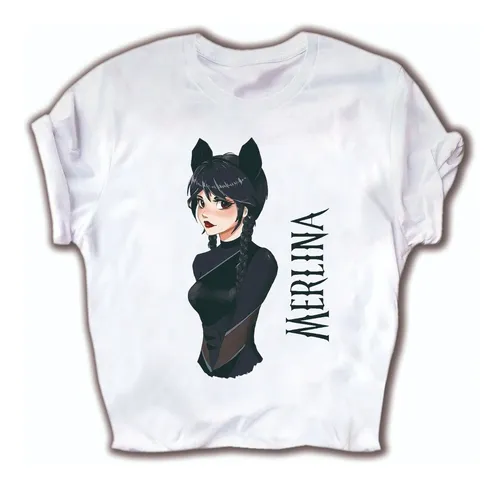 Playera De Merlina Fan Art Disfraz De Gato | MercadoLibre Playera De Merlina Fan Art Disfraz De Gato | MercadoLibre