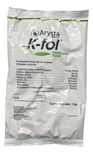 K Fol 1 Kg Fertilizante Foliar Alto En Potasio Arysta