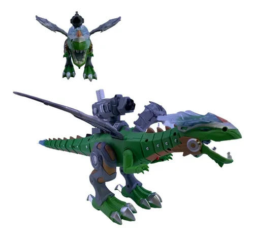 Dragão Robo Brinquedo Dinossauro Anda Bate Asas Solta Fumaça