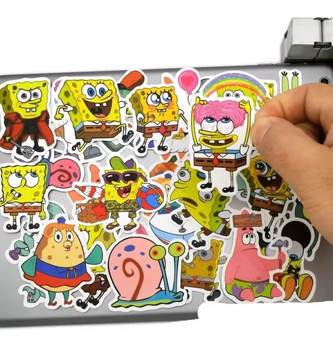 50 Stickers Calcomanías Bob Esponja Patricio Calamardo Serie En Venta