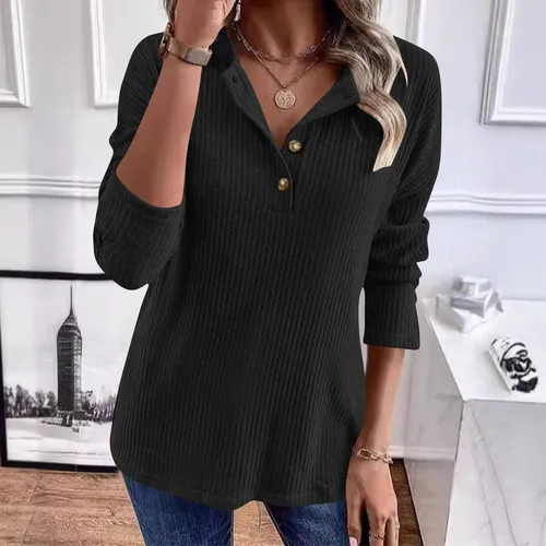 Blusa Mujer Manga Larga Cuello En V Color Liso Moda P 9005 | MercadoLibre