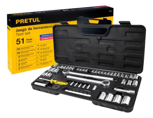 Set Herramientas Mecánica, 51 Piezas, Pretul Pretul 24219