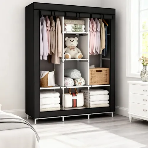 Organizador De Ropa Mueble Para Ropa Armable Rack Closet Color Negro ...