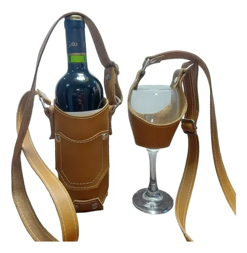 Porta Copa + Porta Vino Colgante - 100% Cuero | Cuotas sin interés