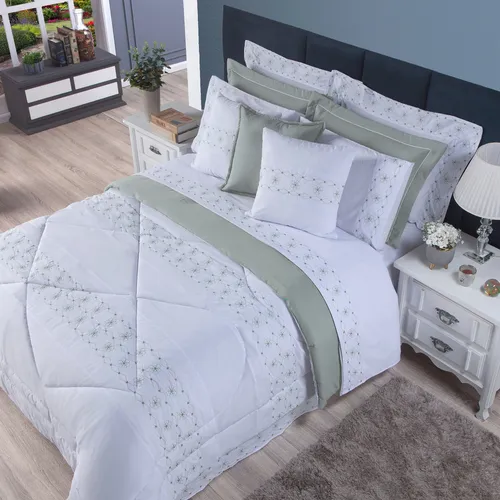 Kit Edredom Damasco Cama King Size 200 Fios Bordado 11 Peças Cor Branco ... Kit Edredom Damasco Cama King Size 200 Fios Bordado 11 Peças Cor Branco ...