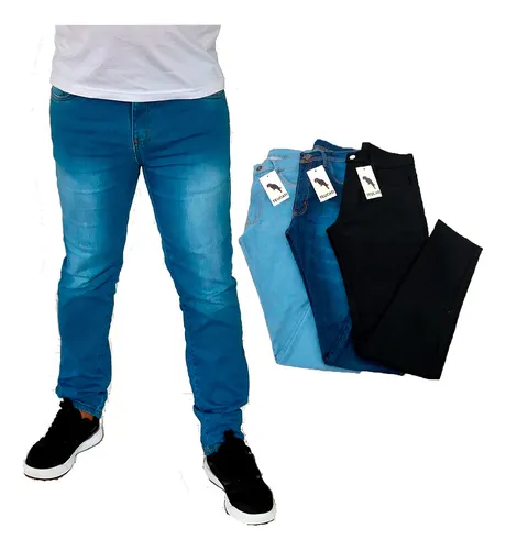 Kit 3 Calça Jeans Masculina Slim Original Elastano Lycra Frete Grátis