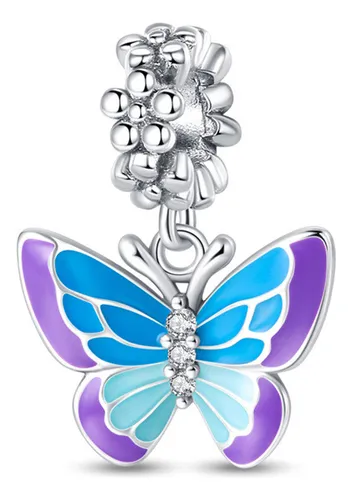 Dije Charm De Plata 925 Mariposa De Color | MercadoLibre