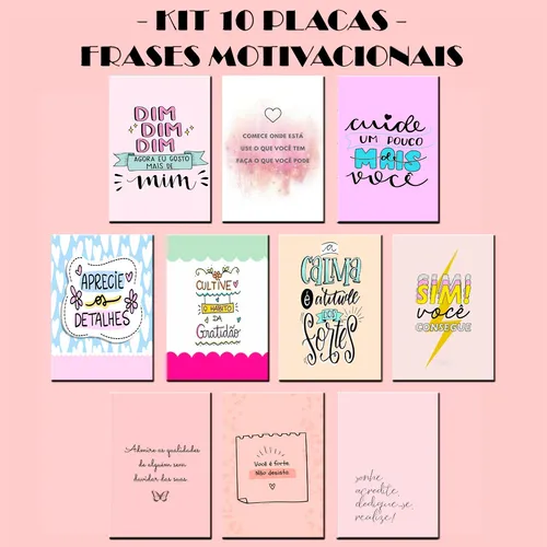 Kit 10 Placas Decorativas Mdf Frases Motivacionais 13x20 Parcelamento