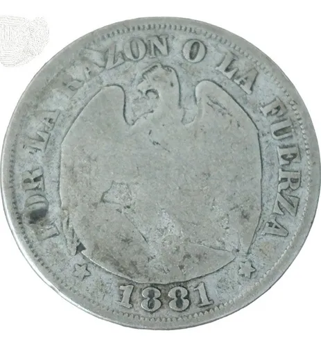 Moneda De 20 Centavos De 1881 Plata Chile | Cuotas sin interés