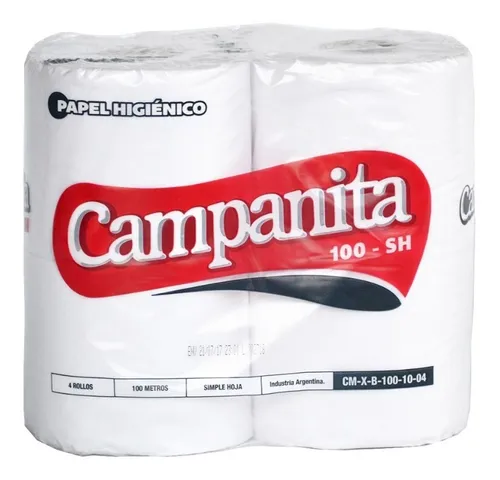 Papel Higiénico Campanita 100 Metros X Rollo Pack X 4 Rollos