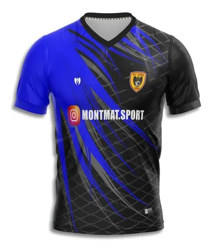 Camisetas Personalizadas Futbol Deportiva Azul Negro Montmat