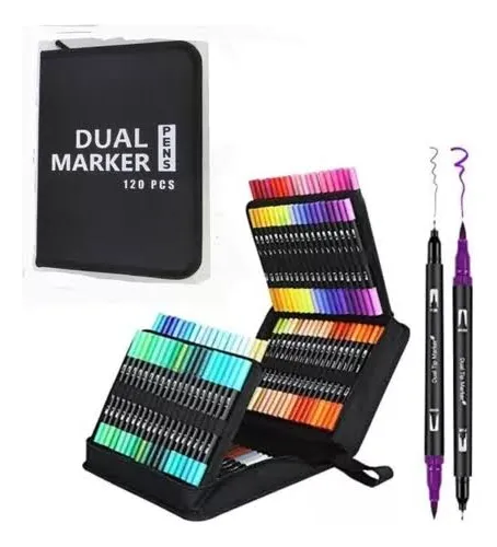 Plumones Doble Dual Brush 120 Pzs Cuotas Sin Interés