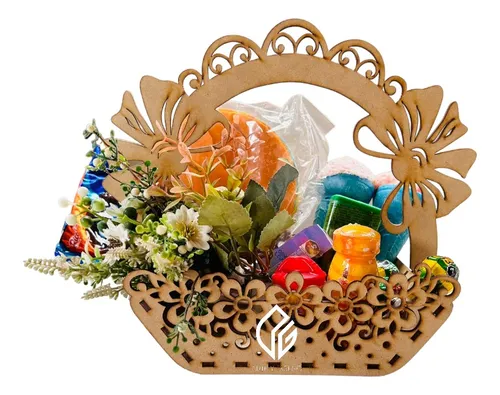 20 Canastas Con Asa Mdf Adorno Centro De Mesa | Envío gratis