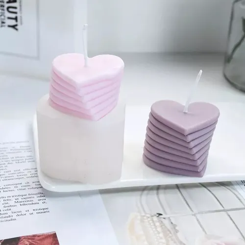 Molde Silicon Corazón Corazones Giratorios Apilados Vela Meses Sin