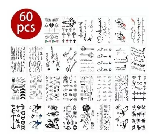 Tatuaje Tatto Temporal Pegatina Unisexo Desechableflorletr Cuotas Sin Interés
