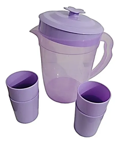 4 Vasos Y 1 Jarra De 4 Lts. Plastico Tapa Graduada Cocina | Envío gratis