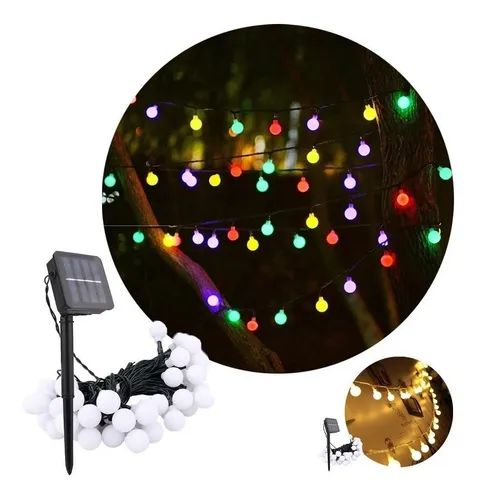 Guirnaldas Led Solares Navidad 30 Luces 6 2 Exterior Bolitas Color De