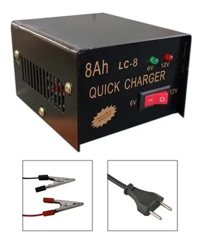 Cargador Batería Moto 12v 6v 8amp Ah Charger Cuotas Sin Interés