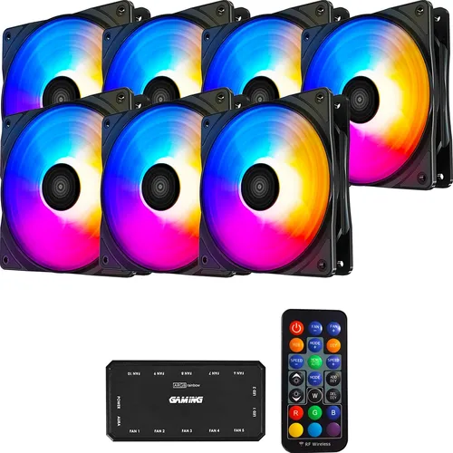 7 Fan Rgb Cooler 120mm Ventoinha Pc Controladora + Controle | Frete grátis