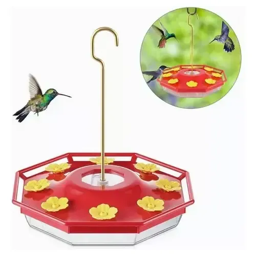 Bebedero Para Colibri Con Flor Amarilla En Botella Roja | Envío gratis
