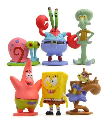 Genial Set 6 Figuras Bob Esponja Patricio Calamardo Cangrejo Meses