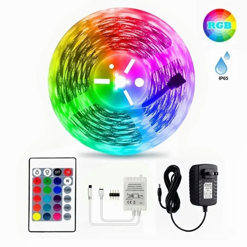 Tira De Luces Led 5050 Rgb 5 Mts Con Control Remoto Ip65 Meses Sin