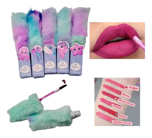 6 Labial Kawaii Con Estuche De Peluche Larga Duración Dif | Meses sin ...