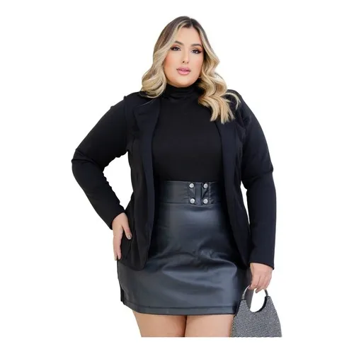 Blazer Feminino Casaco De Neoprene Plus Size G1 G2 G3 Flex Frete Grátis