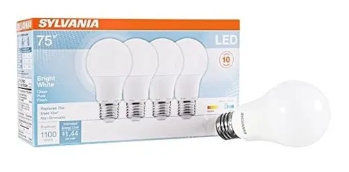 Paquete De 4 Bombillas Led A19 Sylvania, 75w Equivalente, 12 | Cuotas sin interés