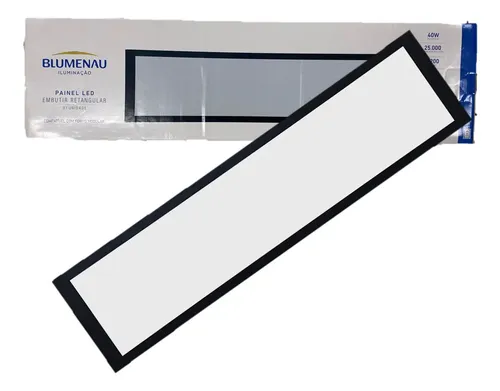 Plafon Embutir Retangular Preto 30x120 40w Branco Frio 6500k Preto ...
