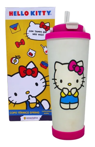 Copo Térmico Hello Kitty Zona Criativa 850ml Inox E Silicone Branco Hello Kitty | Frete grátis