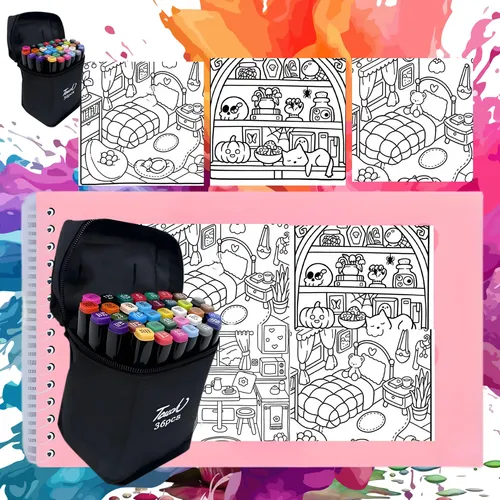 Kit 1 Livro Para Colorir Infantil Educativo + 36 Canetinhas | MercadoLivre