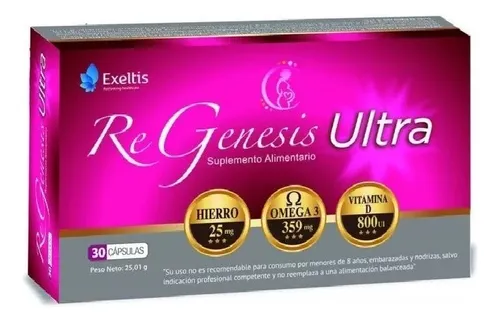 Regenesis Ultra Vitaminas Minerales Omega Biotina Embarazo Sabor Sin