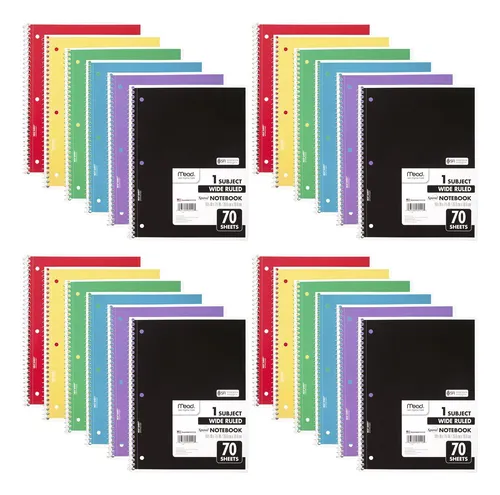 Mead Spiral Notebook, 24 Pack, 1-subject, Wide Ruled Pape... | MercadoLibre Mead Spiral Notebook, 24 Pack, 1-subject, Wide Ruled Pape... | MercadoLibre