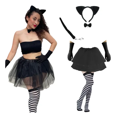 Fantasia Carnaval Adulta Feminina Mulher Gato Gatinha Luxo Parcelamento Sem Juros