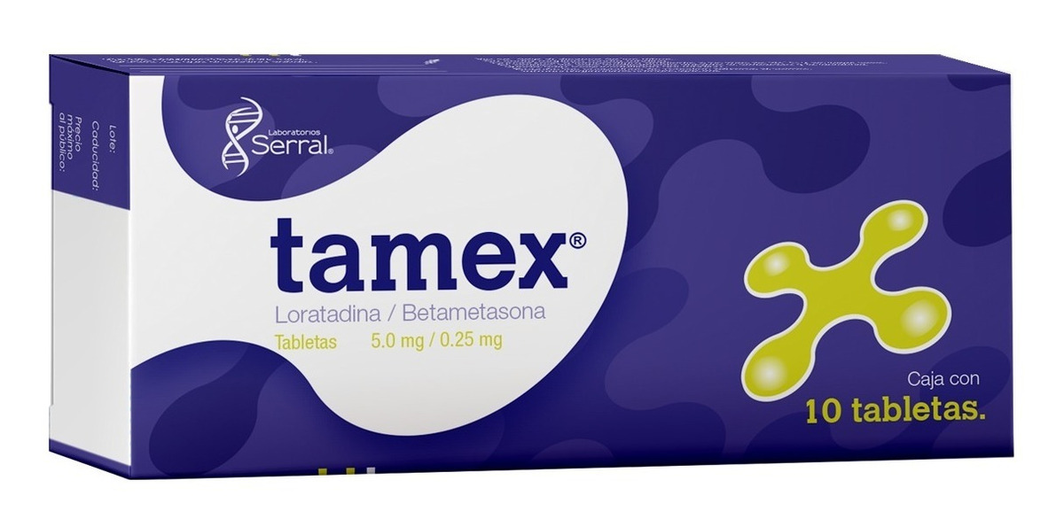 Tamex Loratadina Betametasona 5.0 Mg/0.25mg 10 Tabletas | FARMACIA OTC