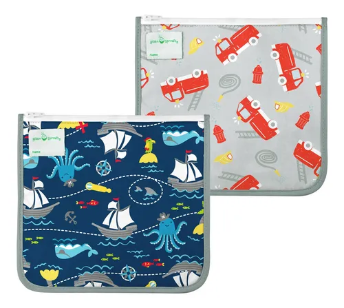 Pack De 2 Bolsas Reusable Colacion / Snack Azul Pirata | Cuotas sin interés