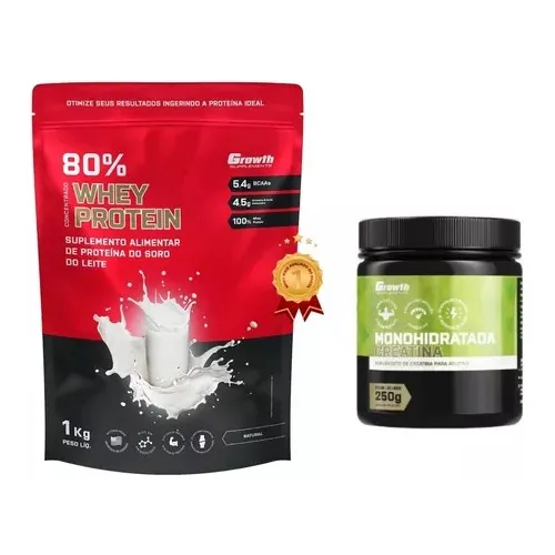 Kit Whey Protein 80 Creatina Monohidratada 100g Growth
