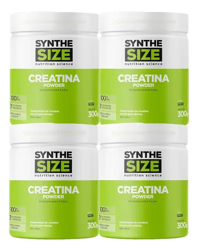 Kit 4x Creatina 100 Pura Monohidratada 300g Synthesize Frete Grátis