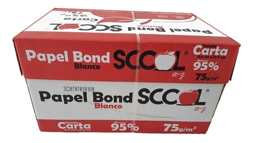 Caja De Hojas Blancas Carta Scool Manzana Roja 5000 Hojas Envío Gratis