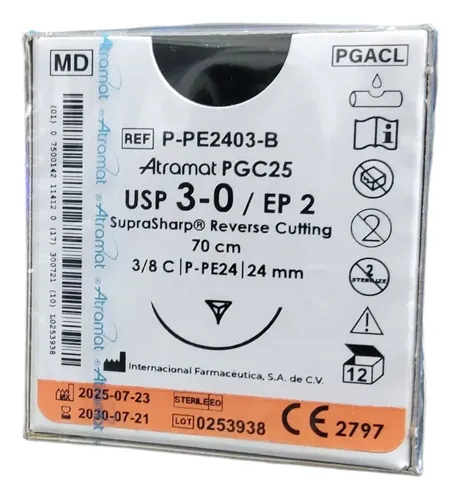 Sutura Pgc25 Monocryl 3-0 P-pe2403-b Atramat C/12pz Pgacl | Envío gratis