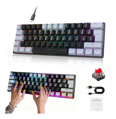 Teclado Mecánico Gamer CNBTS K108 61 Teclas RGB USB Hot-Swappable ...