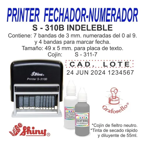 Sello Para Fecha De Caducidad Y Lote Con Tinta Indeleble Envío Gratis